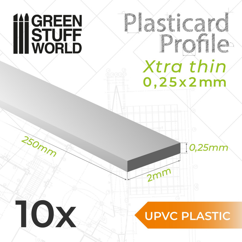 uPVC Plasticard - Profile Xtra-thin 0.25mm x 2mm - HammerTime Cafe Webshop