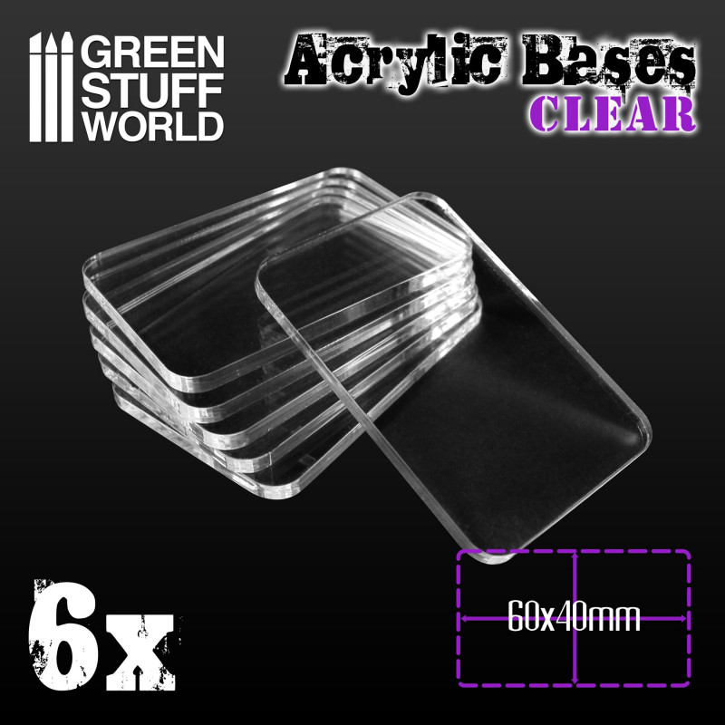Acrylic Bases - Square 60x40mm CLEAR - HammerTime Cafe